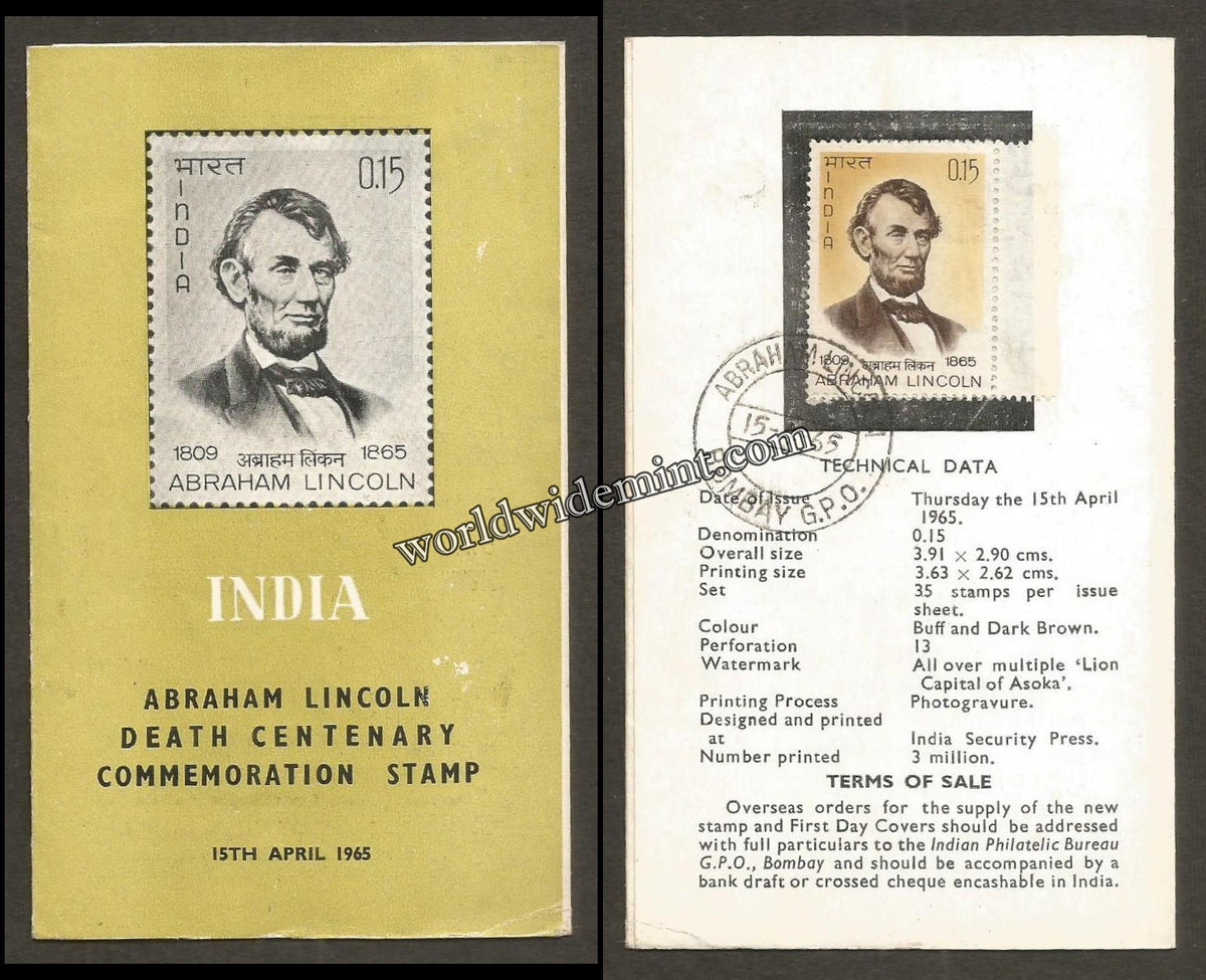 1965 INDIA Abraham Lincoln Brochure – Worldwidemint