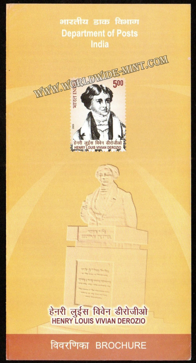 2009 INDIA INDIA Henry Louis Vivian Derozio Plain Unstamped Brochure ...