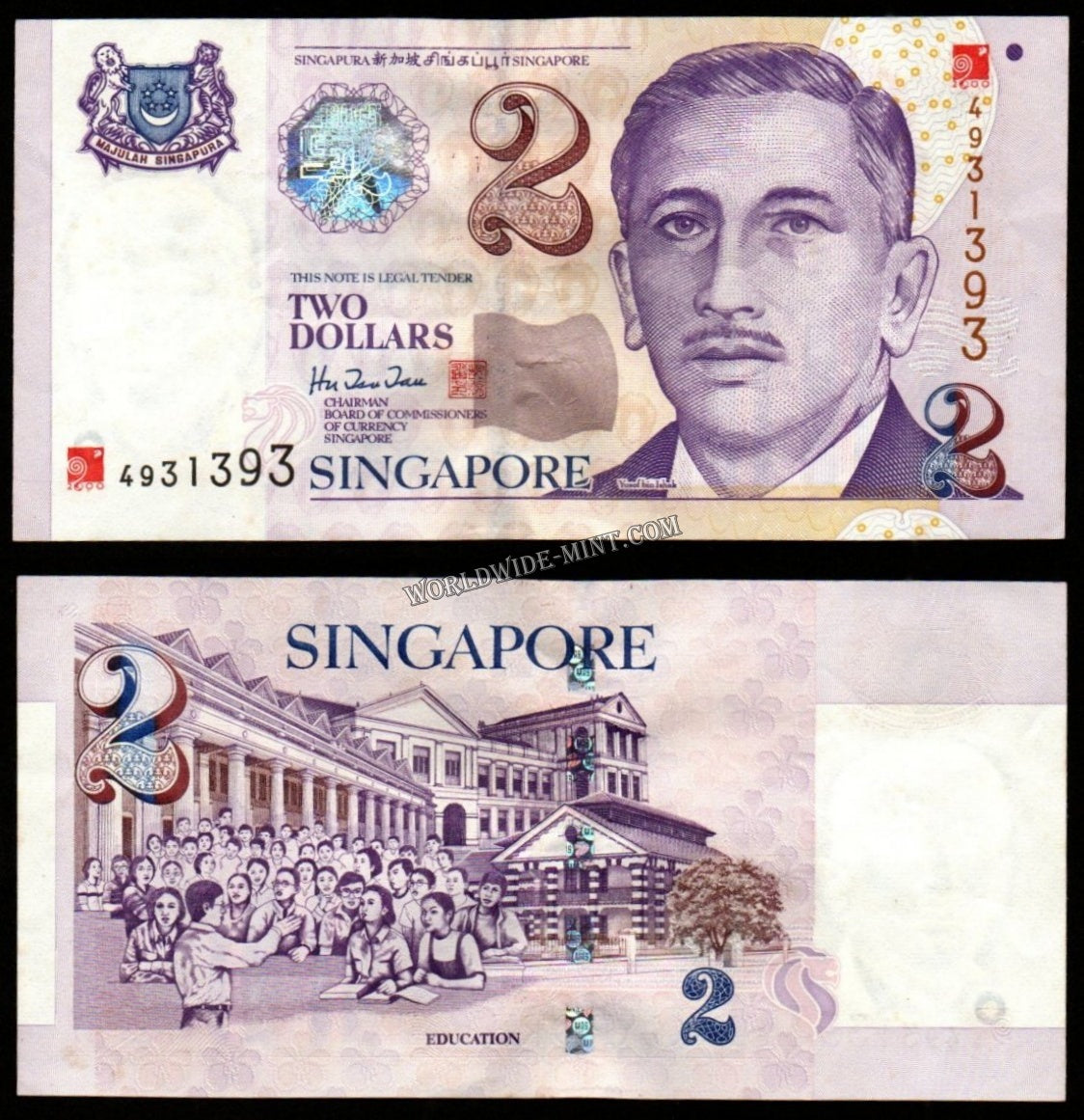 Singapore 2 Dollars XF Bank Note #UCN280 – Worldwidemint