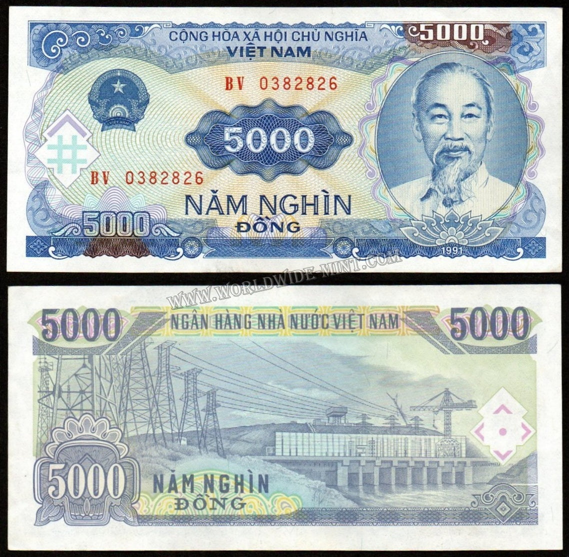 Vietnam 5000 Dong 1991 UNC Currency Note #CN65 – Worldwidemint