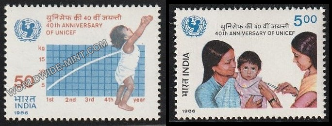 1986 40th Anniversary of UNICEF-Set of 2 MNH – Worldwidemint