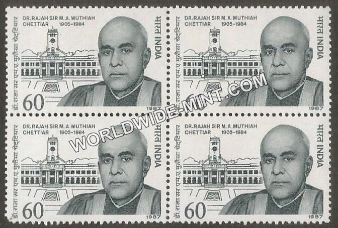 1987 Dr. Rajah Sir M.A. Muthiah Chettiar Block of 4 MNH – Worldwidemint