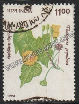 1993 Indian Flowering Trees-Thespesia populnea-Paras Pipal Used Stamp ...