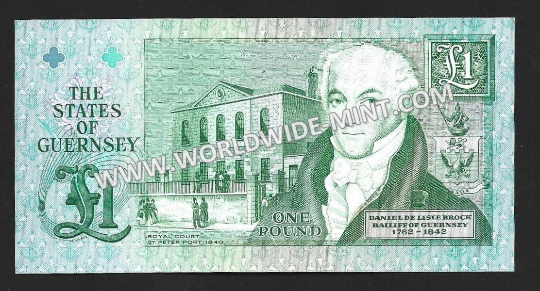 GUERNSEY 1 POUND B. Haines Signatory UNC Currency Note – Worldwidemint