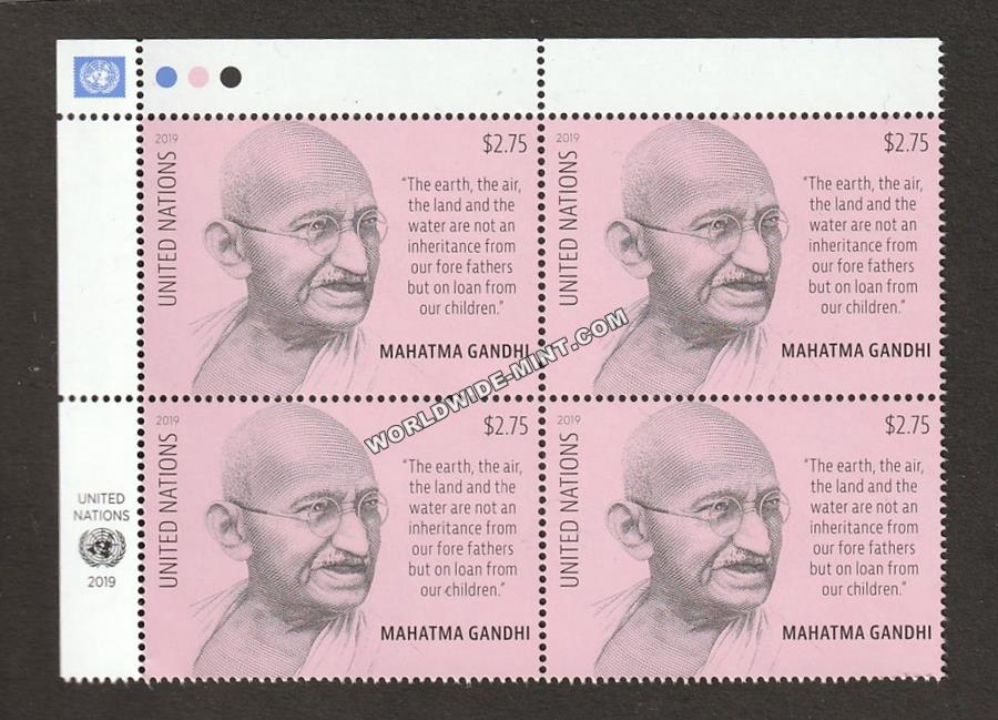 2019 United Nations Gandhi Block of 4 – Worldwidemint